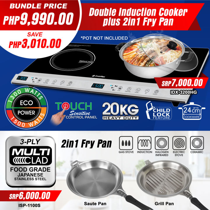 Imarflex Double Induction Cooker plus 2 in1 Fry Pan | Lazada PH