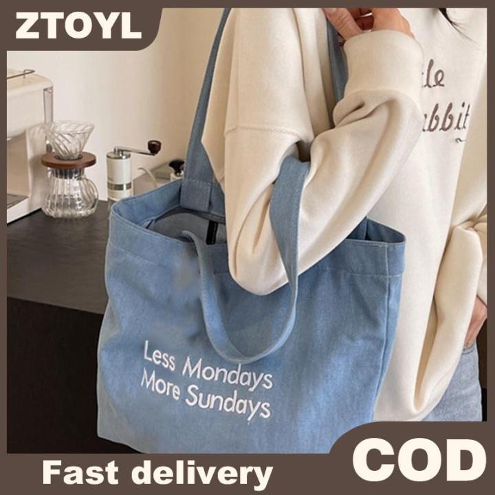 ZTOYL Vintage Túi Vải công suất lớn duy nhất Vai denim duy nhất Vai ...