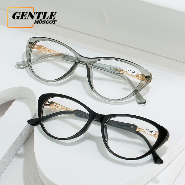 (GENTLE MOSCOT) New Retro Cat Eye Transparent HD Reading Glasses for ...