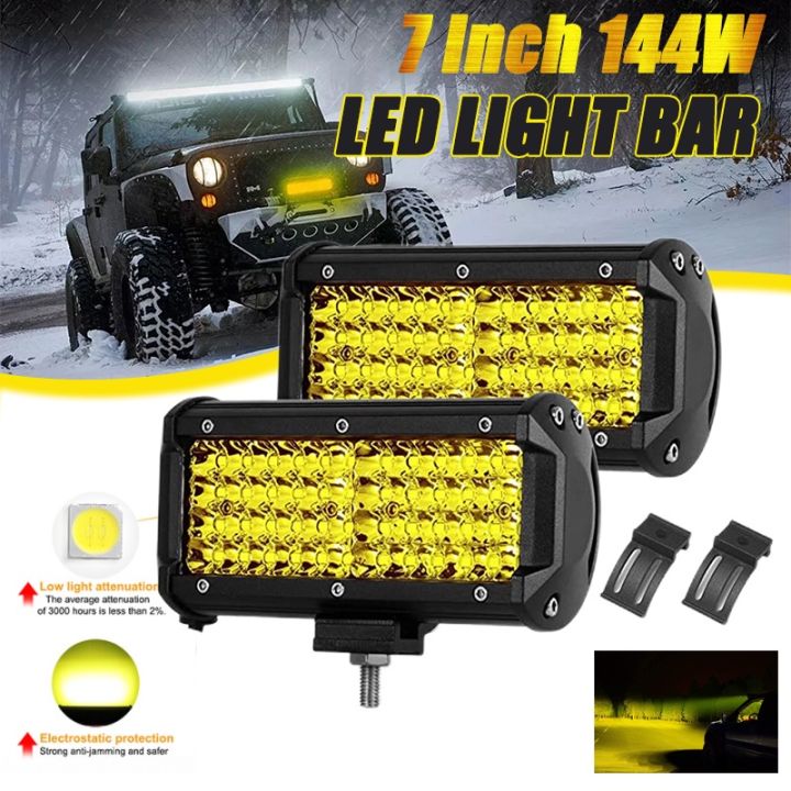 7 Inch Offroad Yellow LED Bar 12V 24V Yellow LED Light Bar for Truck ...