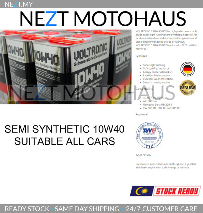 VOLTRONIC 10W40 Semi Synthetic / 5W40 Fully Synthetic Engine Oil 4L Car ...
