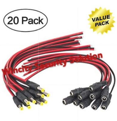 WSS 10PCS Pack 12V DC 5.5mm 2.1mm DC Male Plug Male CCTV Power Adaptor ...