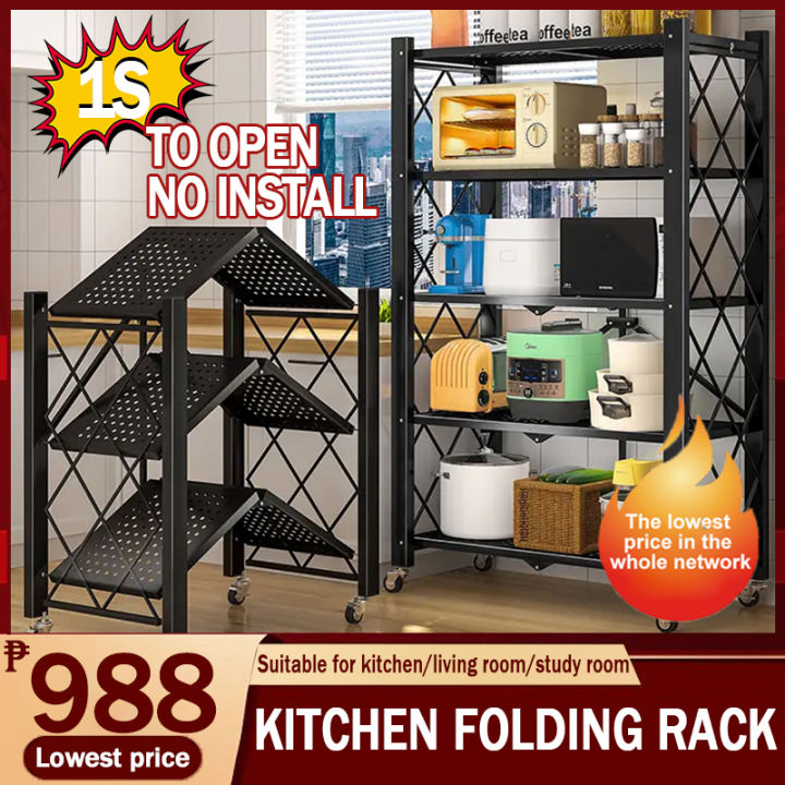 Kitchen Foldable Rack Shelves Kitchen Racks Organizer Multi-layer ...