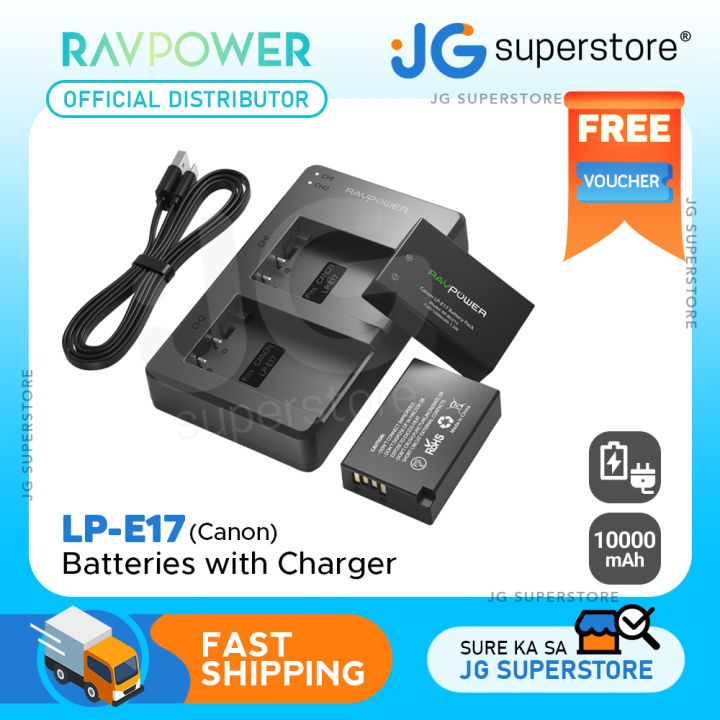 RAVPower LP-E17 Battery Charger and 2-Pack Rechargeable Li-ion ...
