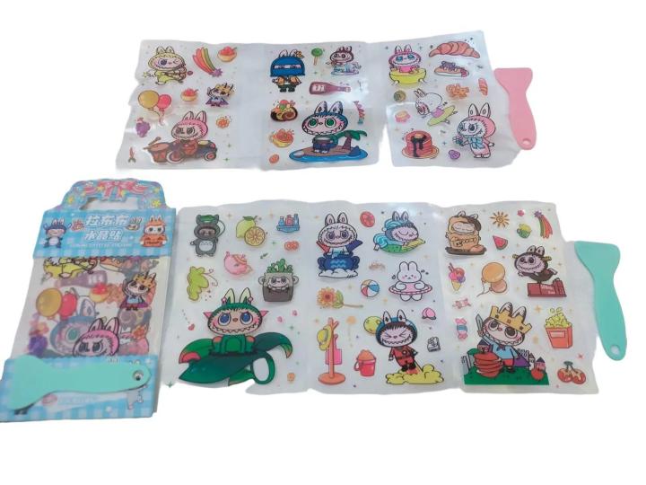 Sticker deco transparant motif labubu 2d plus spatula per sachet isi ...