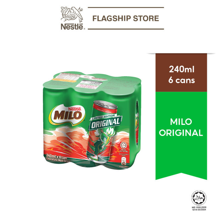 NESTLÉ MILO® ORIGINAL CAN 240ml X 6 (Cluster) | Lazada