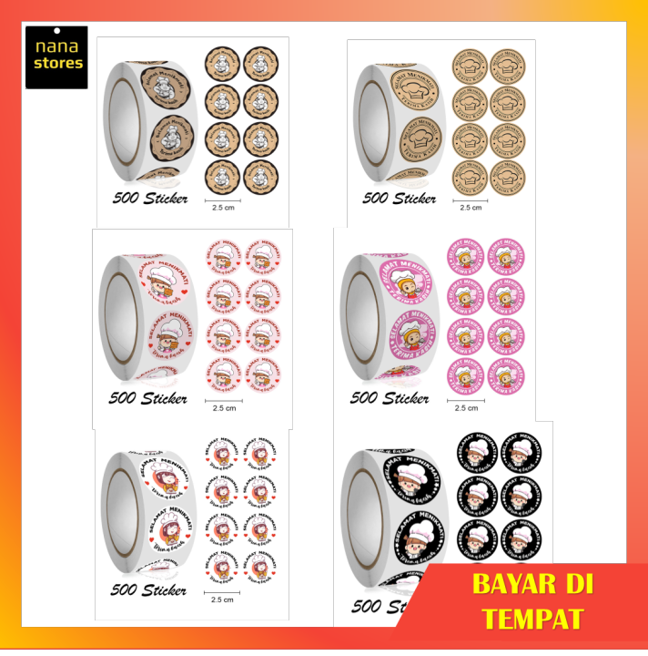1 Roll 500 PCS Sticker Label Makanan Tulisan Selamat Menikmati ...