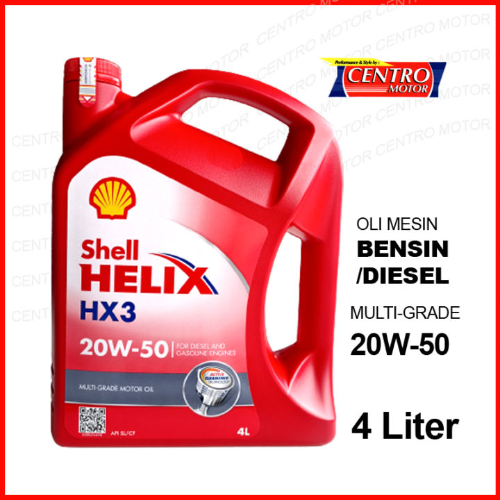 SHELL HELIX HX3 kemasan Galon 4 liter.Oli mobil sae 20W50.Cocok untuk ...