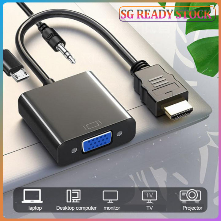 HD 1080P HDMI To VGA Cable Converter With Audio Power Supply HDMI Male ...