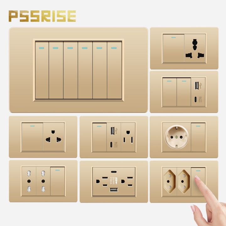 PSSRISE Brazil Thai US Wall Light Switch Power Socket with 5V 2.1A USB ...
