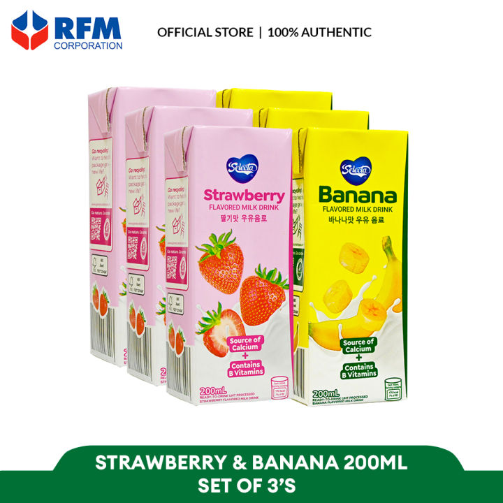 Selecta Banana and Strawberry Flavored Milk 200ml - Set of 3s | Lazada PH