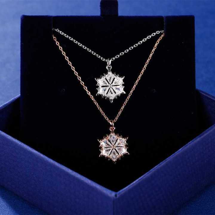 【Ready to Ship】Romantic magic snowflake pendant necklace rose gold ...