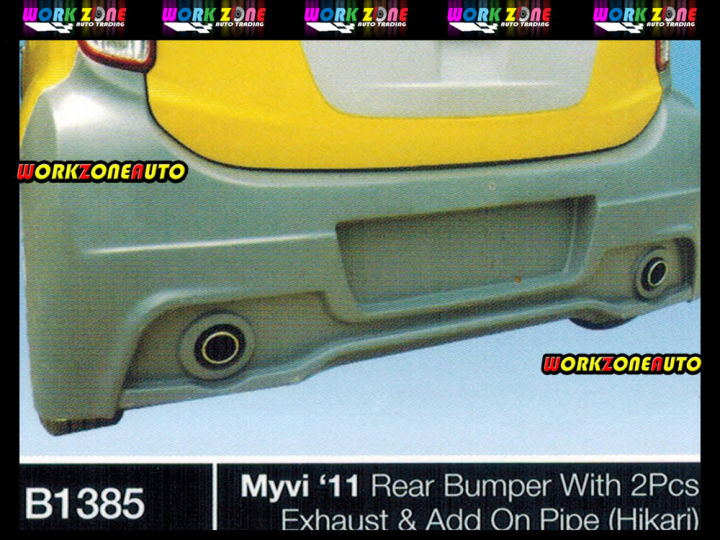 B1385 Perodua New Myvi Fiber Rear Bumper With 2 pcs Exhaust & Add On ...