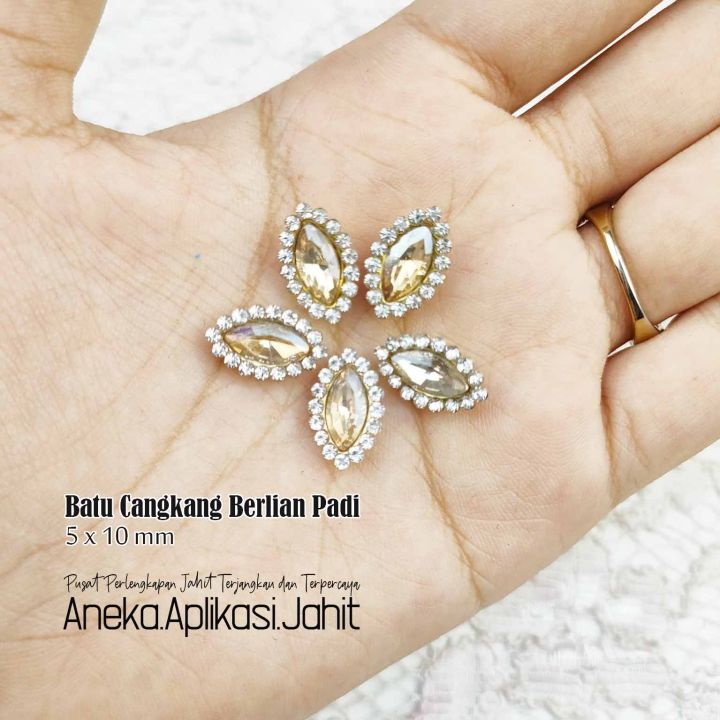 100 BIJI BATU CANGKANG BERLIAN PADI LAPIS EMAS / DIAMOND CANGKANG PADI ...
