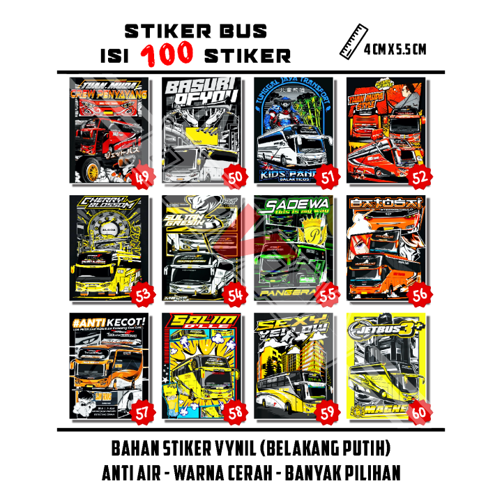isi 100 stiker bus | tuan muda basuri offyou kids panda cherry blossom ...