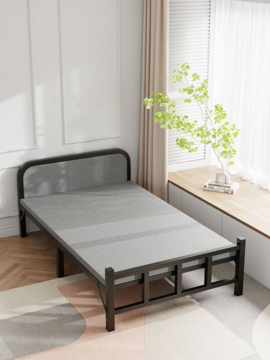 One-meter-two folding bed on the floor portable single household adult ...