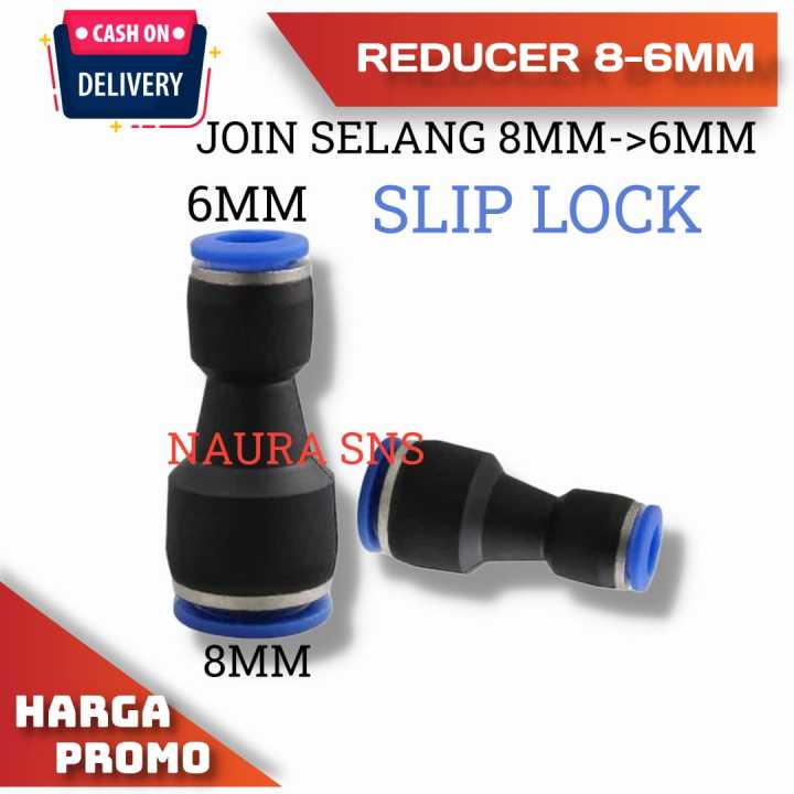 FITTING PNEUMATIC REDUCER 6 x 8MM NEPEL JOIN SELANG IRIGASI AIR SAMBUNG SELANG 8MM KE 6MM ...