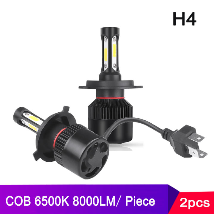 2Pcs S2 H4 Car LED Headlight Bulbs 6500K 8000LM 9-32V 72W Waterproof ...
