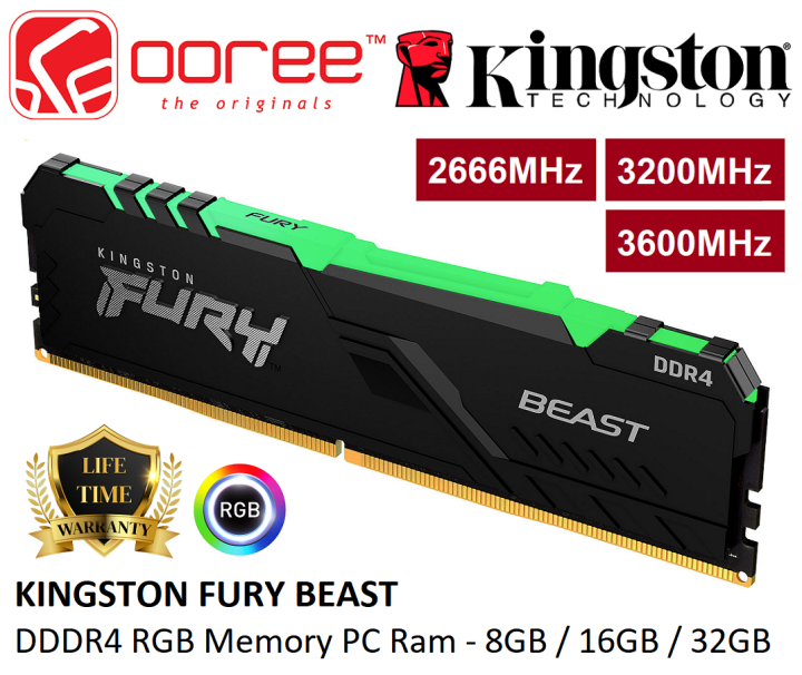 KINGSTON DDR4 DESKTOP GAMING PC RAM FURY BEAST / FURY BEAST RGB MEMORY ...