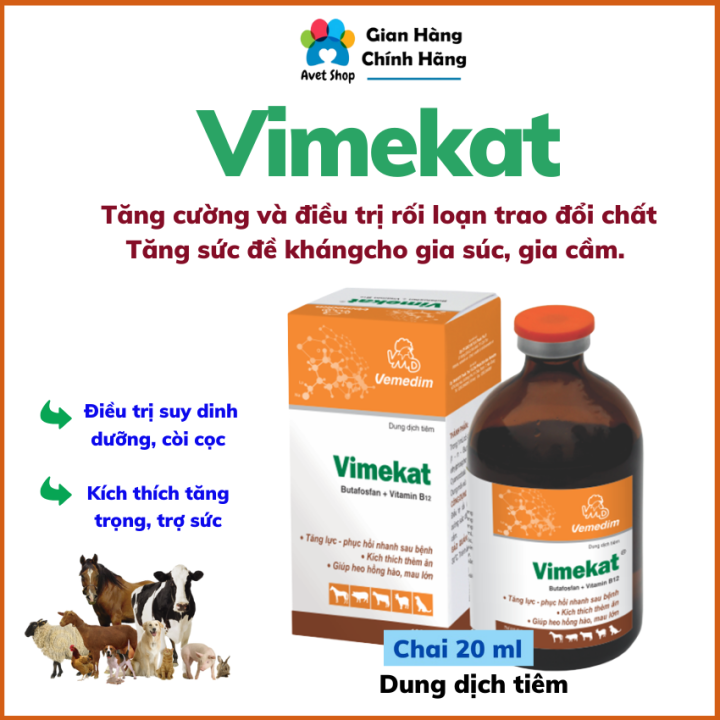 VIMEKAT , 20ml, dung dịch, t.iêm, chứa vitamin B12 và butaphosphan giúp ...