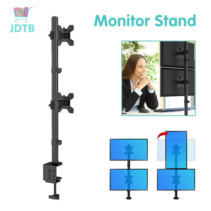 Adjustable 2-Axis Dual Monitor Stand VESA 10″ to 27″ Compatible Vesa ...