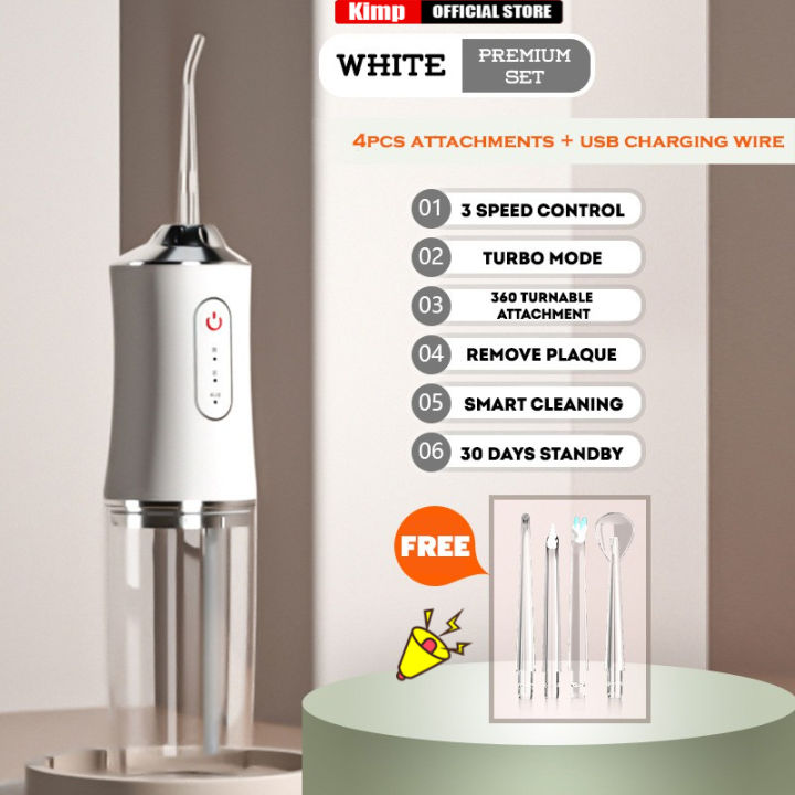 Kimp Smart Electric Flosser Oral care Water Flosser 4 Heads 220ML Oral ...