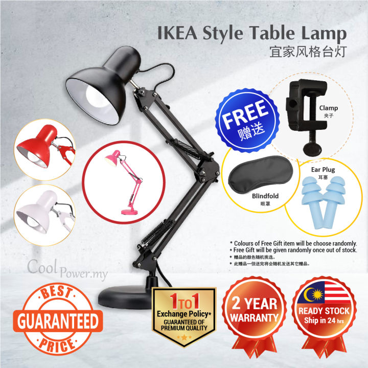IKEA LED Style Table Lamp Metal Wire Reading Lamp Desk Lamp Long Arm ...