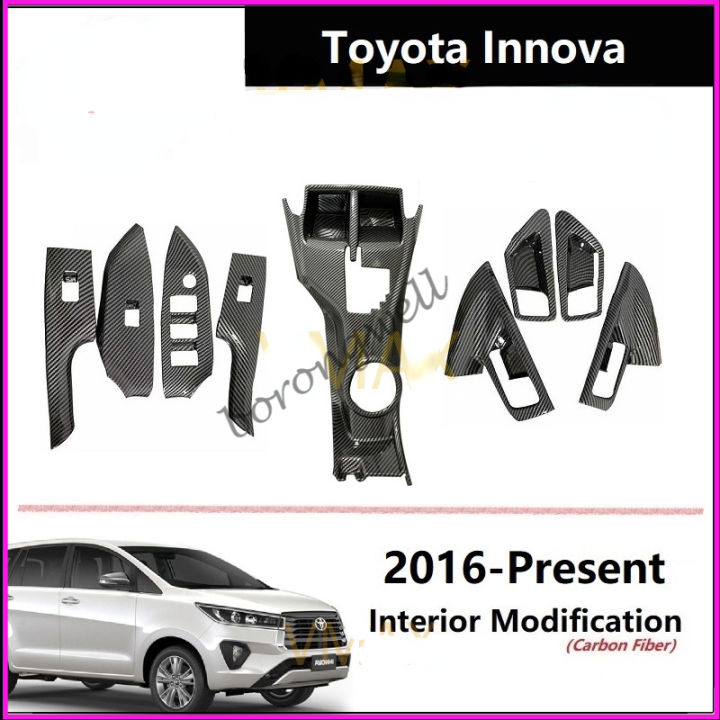 For Toyota Innova 2016-Present Carbon Fiber Interior Cover modification ...