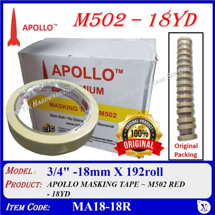 MA18-18R (1ctn X 192roll) M502 18mm X 18Y APOLLO MASKING TAPE ( GRADE ...