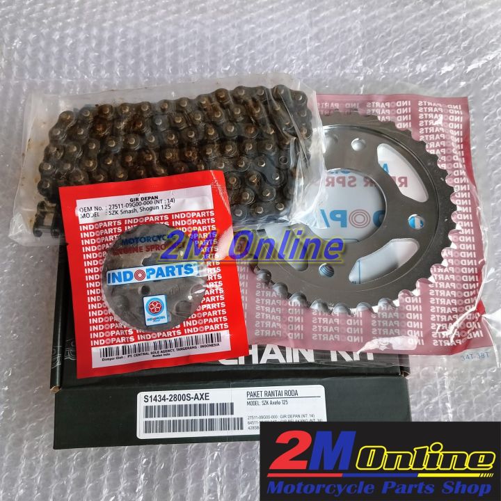 Gear Set Rantai Axelo 125 14T-34T 428-100 Solid Bush Merk Indopart ...