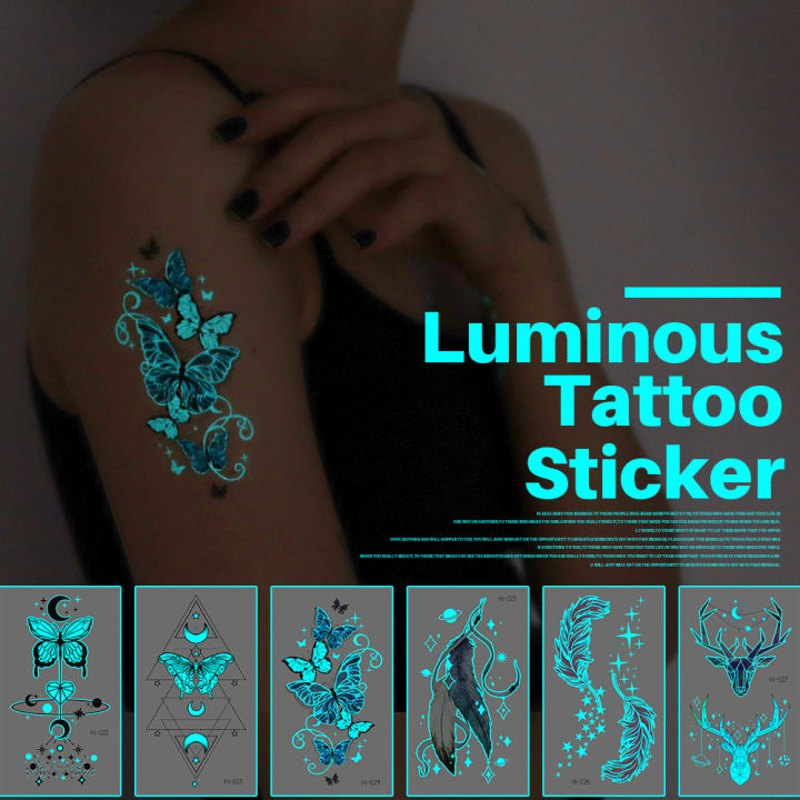 Luminous Tattoo สติกเกอร์เซ็กซี่น่ารักสีสันสดใสกันน้ำติดทนนาน 1-2 ...