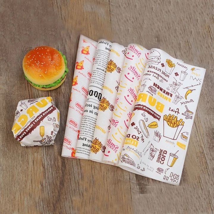 100 Sheets Wax Paper Burger Wrap Sandwich Wrap Paper Greaseproof Liner ...