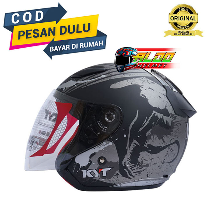 HELM KYT DJ MARU MOTIF VENOM BLACK DOFF SIER HELM KYT DJMARU HALF FACE ...
