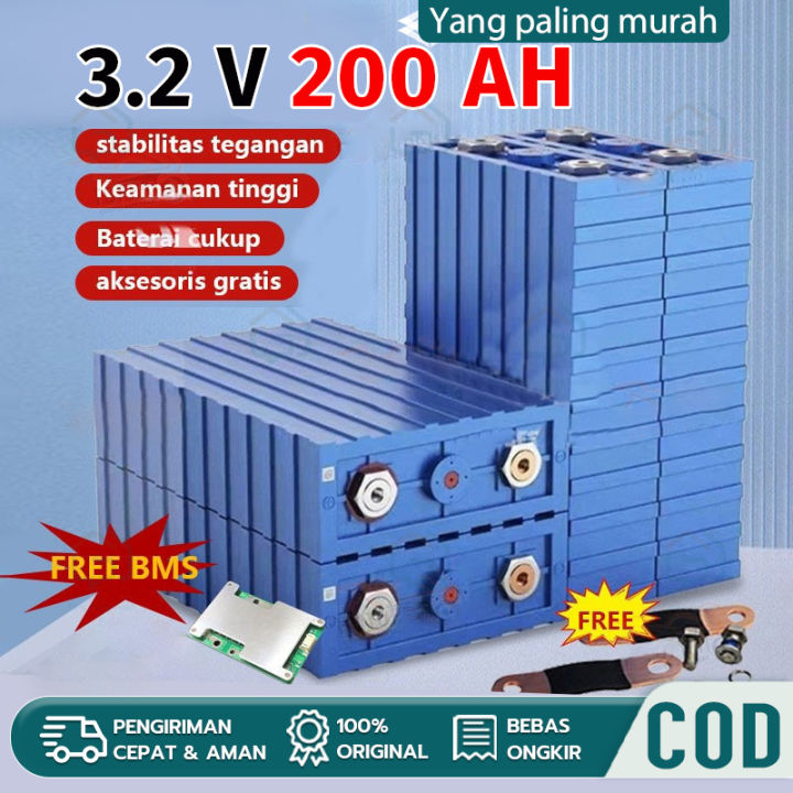 FREE BMS Barang baru Baterai Lifepo4【 CATL 200AH Baterai】Baterai Surya Kekuatan Besar 3.2V 200ah ...