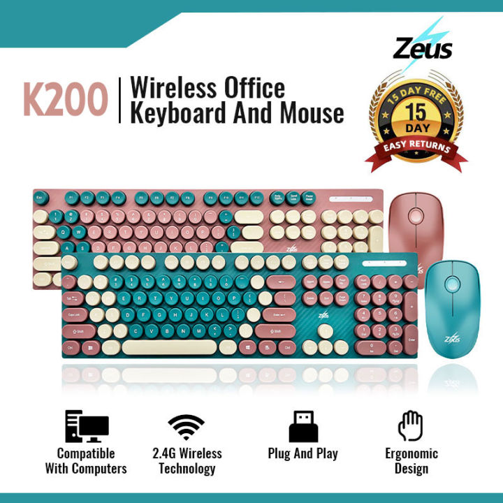 Zeus K-200 Slim 2.4GHz Wireless Keyboard And Mouse Set With USB ...