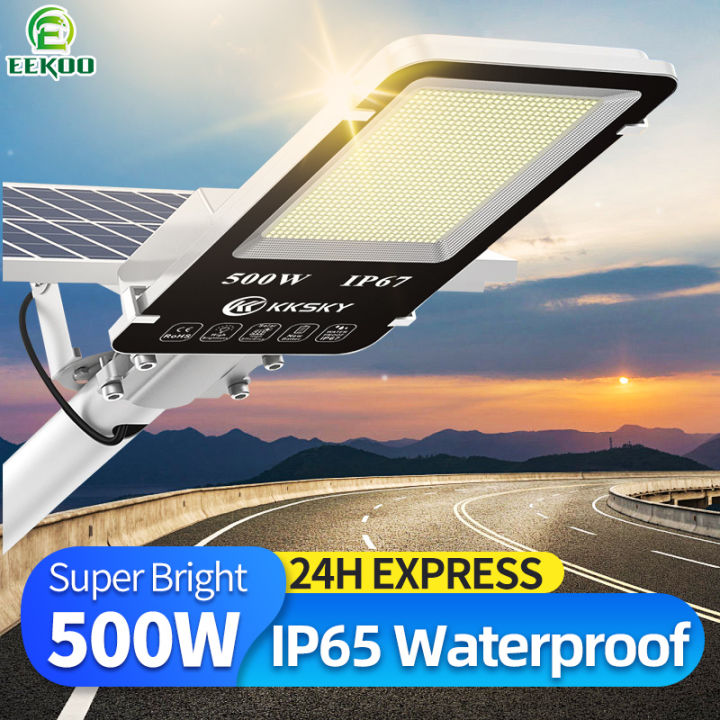 EEKOO 500W solar led flood lights heavy duty with solar panel 200W 300W Outdoor street ...