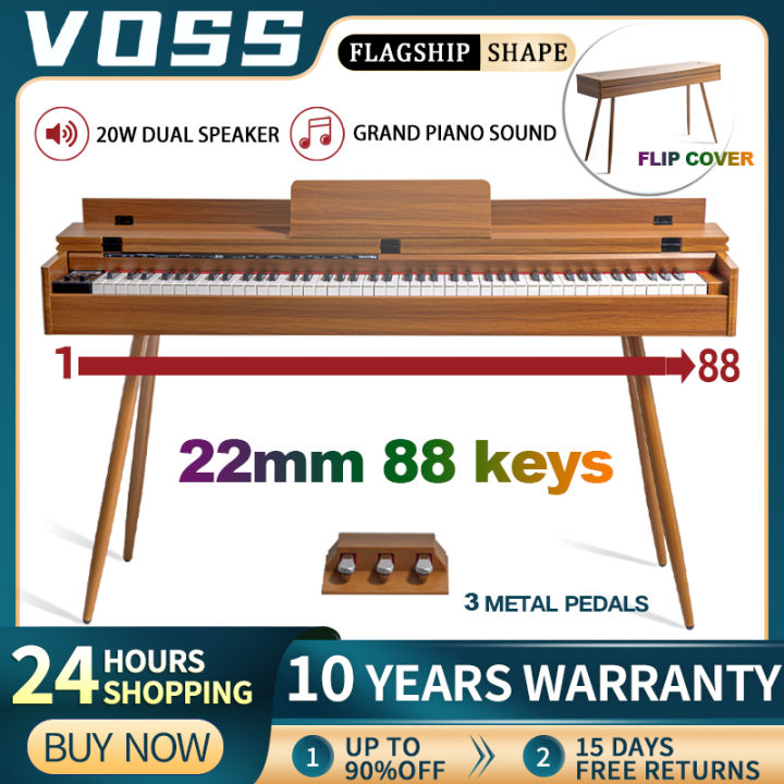 VOSS Brown 88 Keys Piano Fully Weighted Key Piano Flip Cover Electronic ...