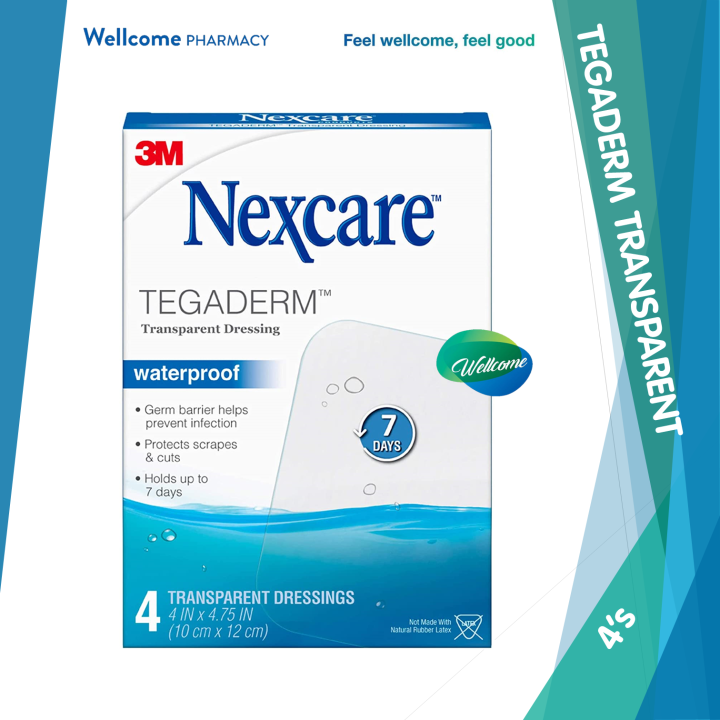3M Nexcare Tegaderm Transparent Waterproof Dressings - 10cm x 12cm (4 ...