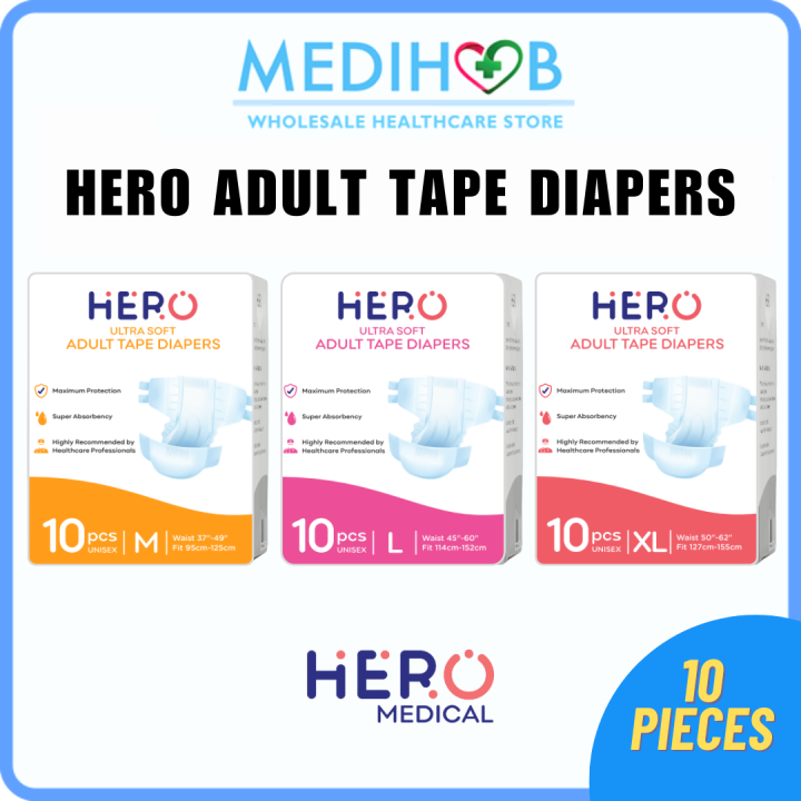 HERO Adult Tape Diapers M/L/XL (10s/pack) | Lazada