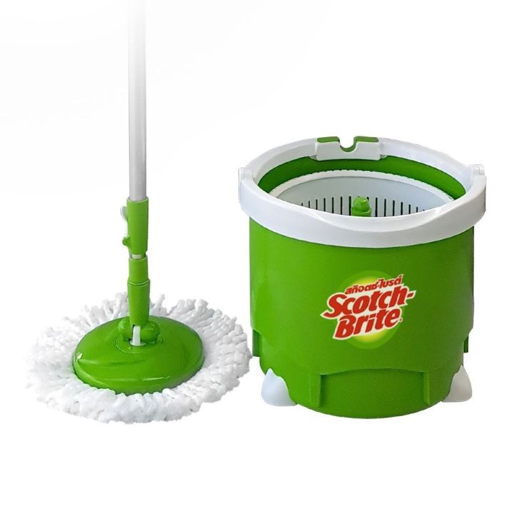 3M Scotch Brite Single Spin Mop 360 Rotating Mop Head Sturdy Bucket ...