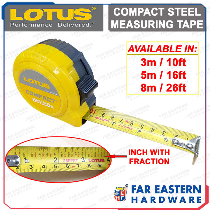 LOTUS Compact Series Steel Measuring Tape Inch with Fraction 5M LTHT ...