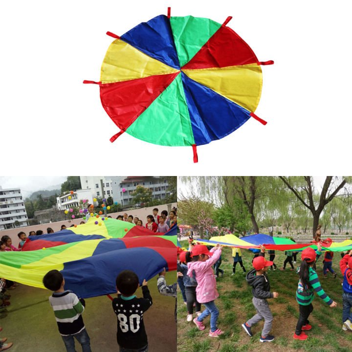 BolehDeals 6~16ft Rainbow Parachute with 8 Handles, Kids Cooperative ...