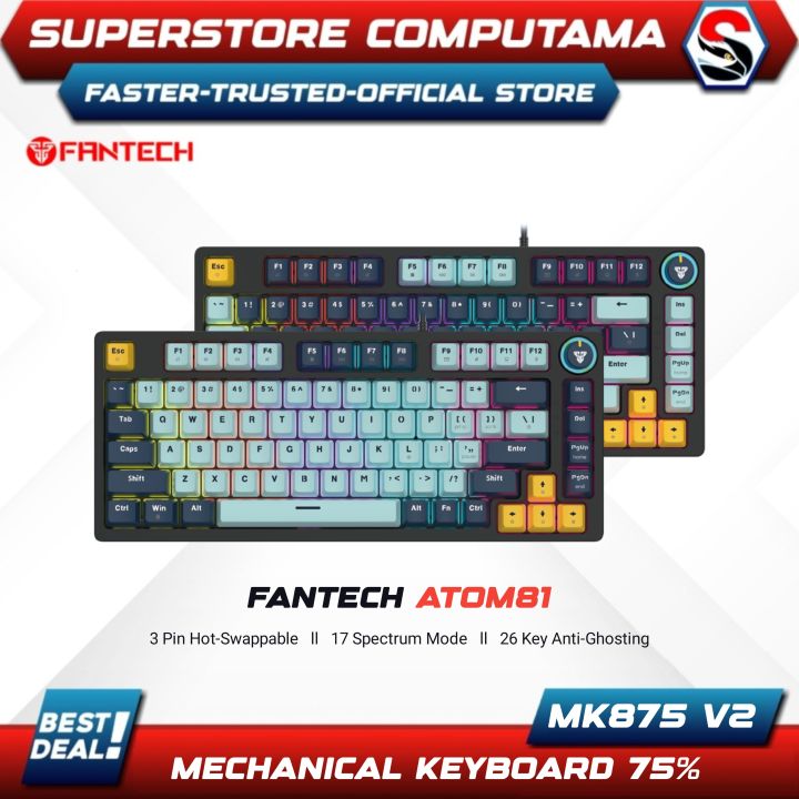 Fantech ATOM81 MK875 V2 Wired Mechanical Gaming Keyboard Mizu Edition ...
