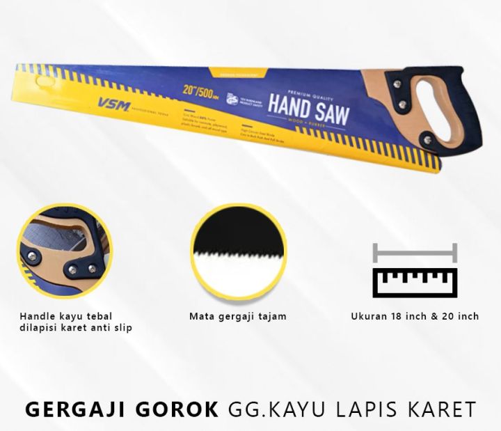 Gergaji Tangan Graji Kayu Geraji Belah Potong Pemotong Teflon 20 Inch ...