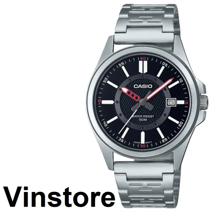 [vinstore] Casio Mtp E700 Analog Quartz Stainless Steel Band Black Dial Men Watch Mtp E700d 1e