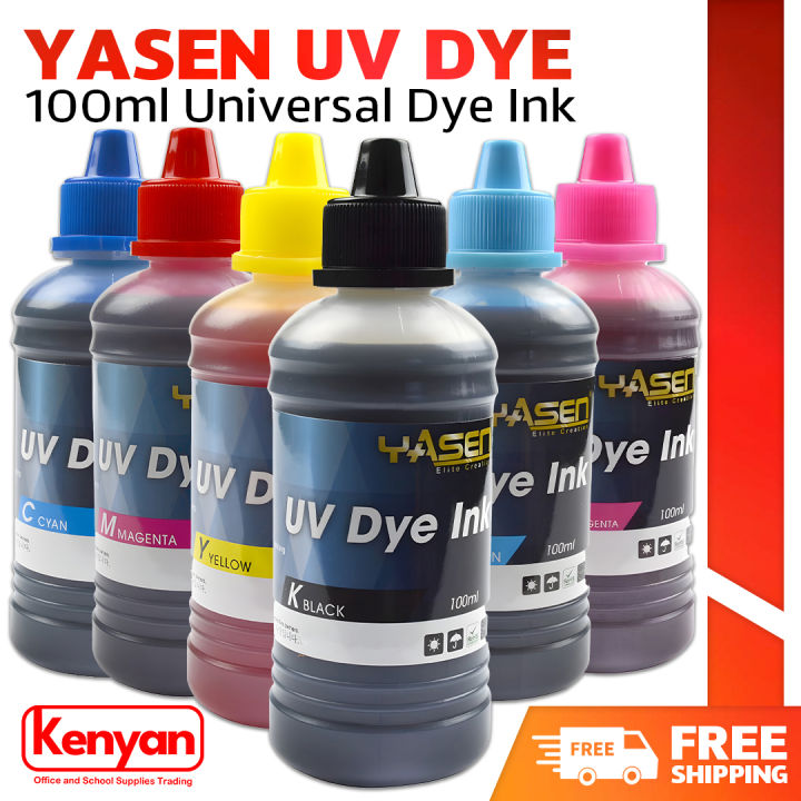 Yasen UV Dye Ink for Printer 100ML C/M/Y/K/LC/LM Printer Ink Refill for ...