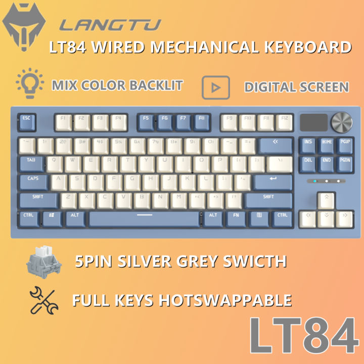 LANGTU LT84 Wired Mechanical Keyboard Gold Linear Switch With Screen ...