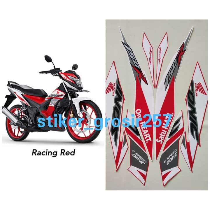 STIKER STRIPING LIST LES BODY MOTOR HONDA SONIC 150 R 2019 PUTIH MERAH ...