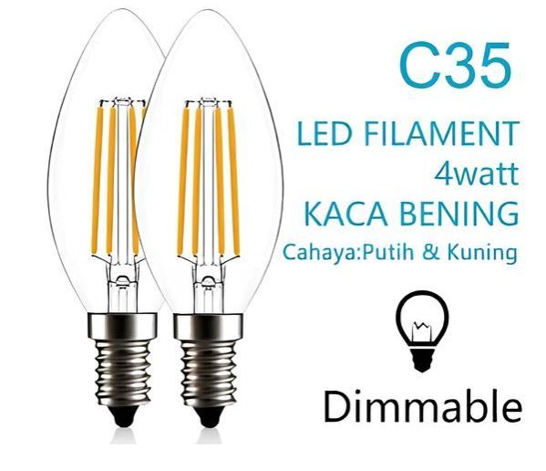 Lampu LED Edison Filamen C35 4Watt / LED Candle Bulb E14/ Lampu Antik ...
