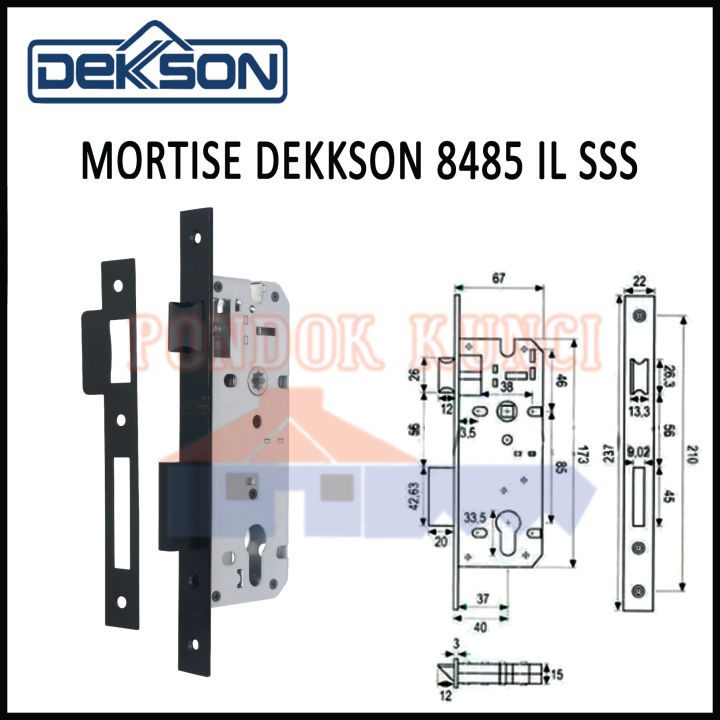 Mortise Lock Dekkson MTS IL DL 8485 Matt Black Bodi Kunci Pintu Hitam ...